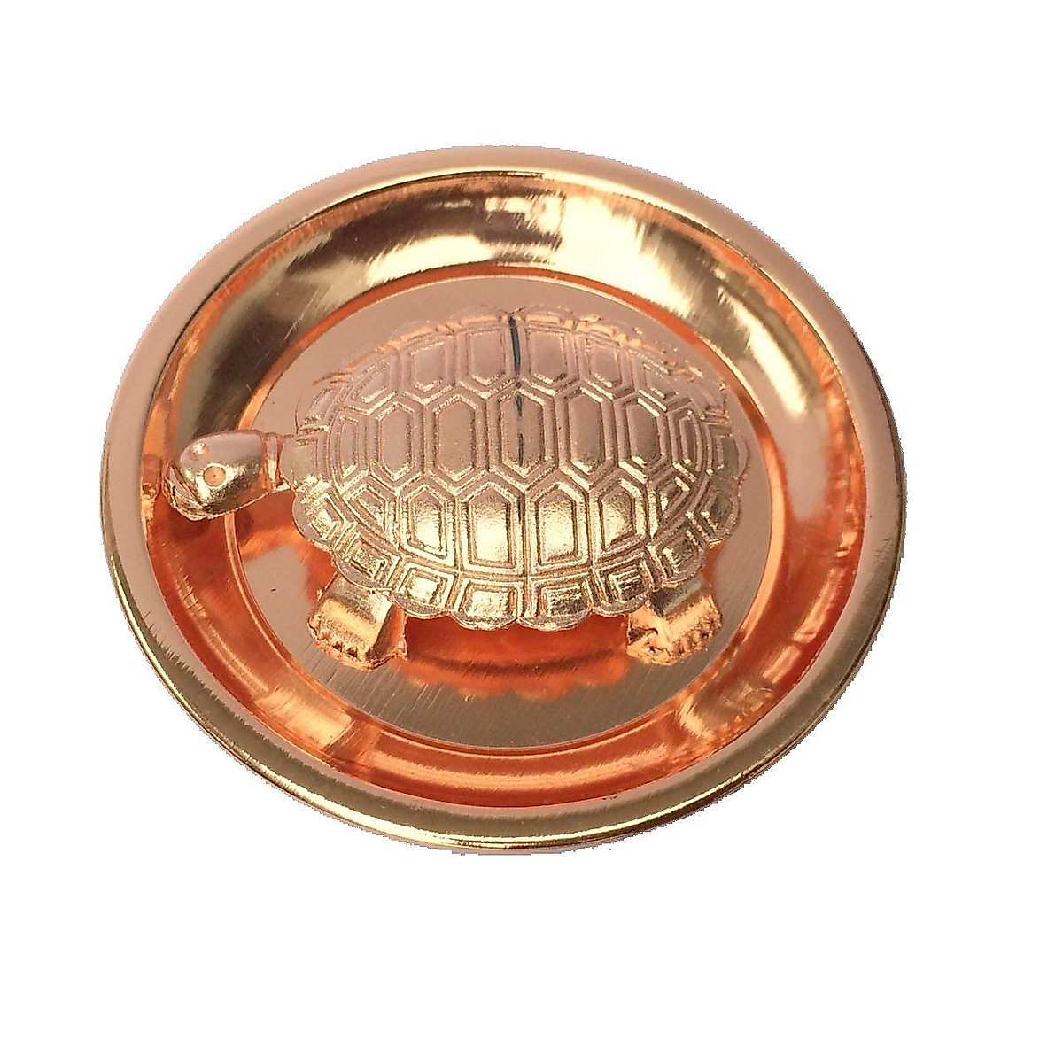 Feng Shui Copper Plate & Tortoise/ Turtle Lucky, Best Wishes, Vastu Living Positivity, Wealth, Good Health ,Good Luck & Longevity, for Home, Office Decor Gift Items. Set of 1