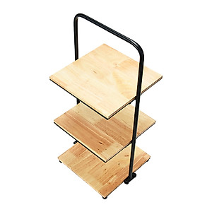 Creative Co-Op Modern Decorative 3 Shelves Solid Wood Kitchen Coffee or Tea Station and Plant Holder, Black Tiered Tray