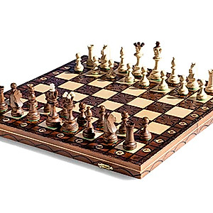 16 Inch Wooden Chess Board Sets for Adults and Kids - Tournament Chess Set with Chess Pieces Storage Compartment - Professional Chess Set Handmade with Beech and Birchwood