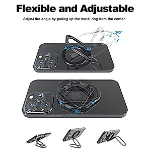 zylee Magnetic Phone Ring Holder Magnetic Phone Grip Magnetic Phone Ring Holder Finger Kickstand, Adjustable Kickstand Compatible for iPhone 14/13/12 Series(Black)
