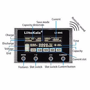 4-Bay 18650 Battery Charger，Test Battery Capacity，Touch Button,Universal Battery Charger for: 3.7V 26650 20700 18650 18350 1.2V NiMH/Cd AA AAA Size Batteries