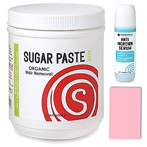Sugaring Paste Hard for Coarse hair Kit with Anti-Ingrown Hair Roller Solution, Plastic Sugaring Paste Applicator