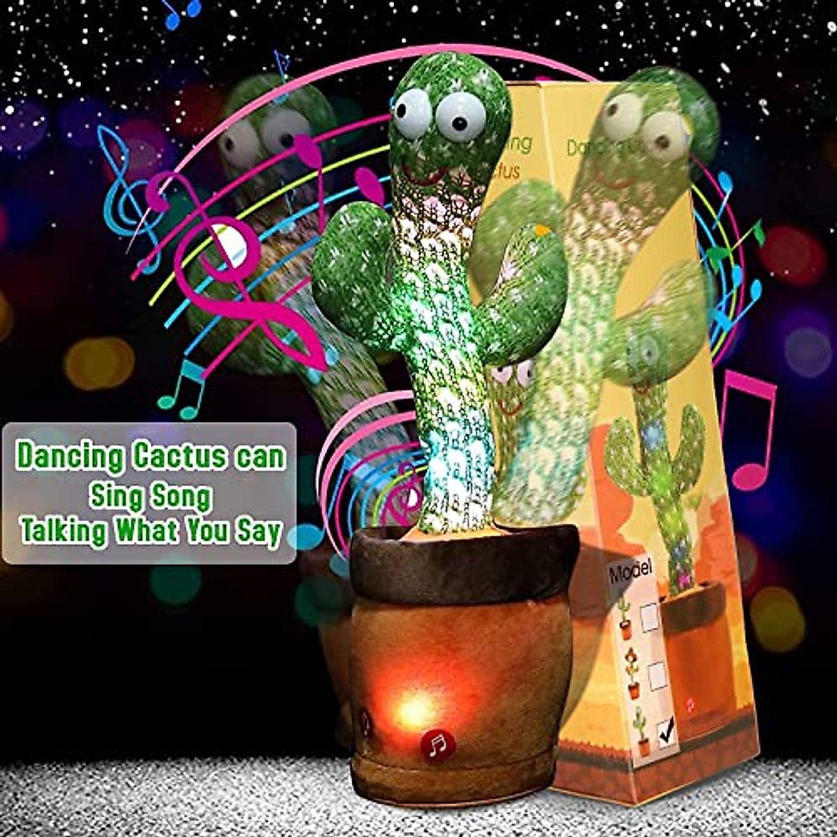 Emoin Dancing Cactus Baby Toys 6 to 12 Months, Talking Cactus Toys Repeats What You Say Baby Boy Toys, Dancing Cactus Mimicking Toy with LED English Sing Talking 15 Second Voice Recorder Musical Toys