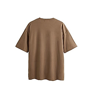 SOLY HUX Women's Cartoon Bear Print Short Sleeve Tee Casual Summer T Shirt Top Mocha Brown L