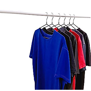 GXLQIJU Clothing Hangers Non-Slip Durable Metal Hanger with Rubber Coating Space-Saving Slim Standard Clothes Hangers for Shirt Skirt Coat (Black, 32pack)