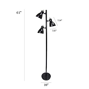 Simple Designs LF2007-BLK Metal 3 Light Tree Floor Lamp, Black