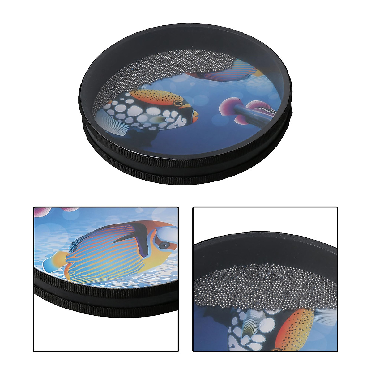 Bstinay 10Inch Ocean Drum Hand Percussion with Hardwood Shell Ocean Sound Drum Musical Instrument for Home School