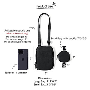 ODODOS Unisex Crossbody Bag with Removable Small Pouch Adjustable Belt Bag for Cell Phone Travel Workout Running Hiking, Black