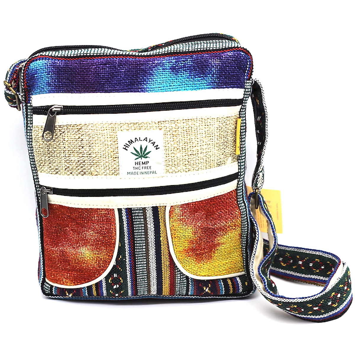 Tie Dye Himalaya Hemp Hobo Tablet crossbody bag Hippie Bag Festival Bag Travel Bag 100% Himalaya Hemp|100 VEGAN| FAIR TRADE | Handmade with Love.