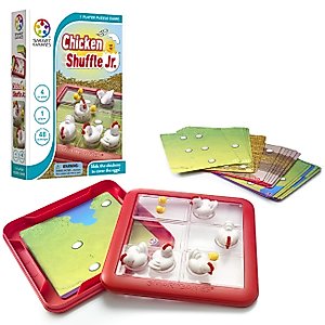 SmartGames Chicken Shuffle Jr. Skill-Building Travel Game for Kids and Adults Ages 4 & Up, 48 Challenges