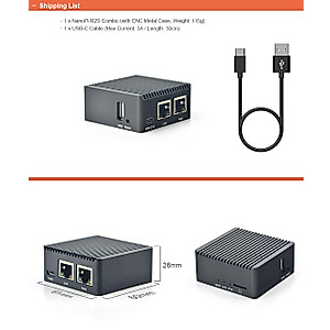 NanoPi R2S Open Source Mini Router with Dual-Gbps Ethernet Ports 1GB DDR4 Based in RK3328 Soc for IOT NAS Smart Home Gateway, Bundle with CNC Metal Case