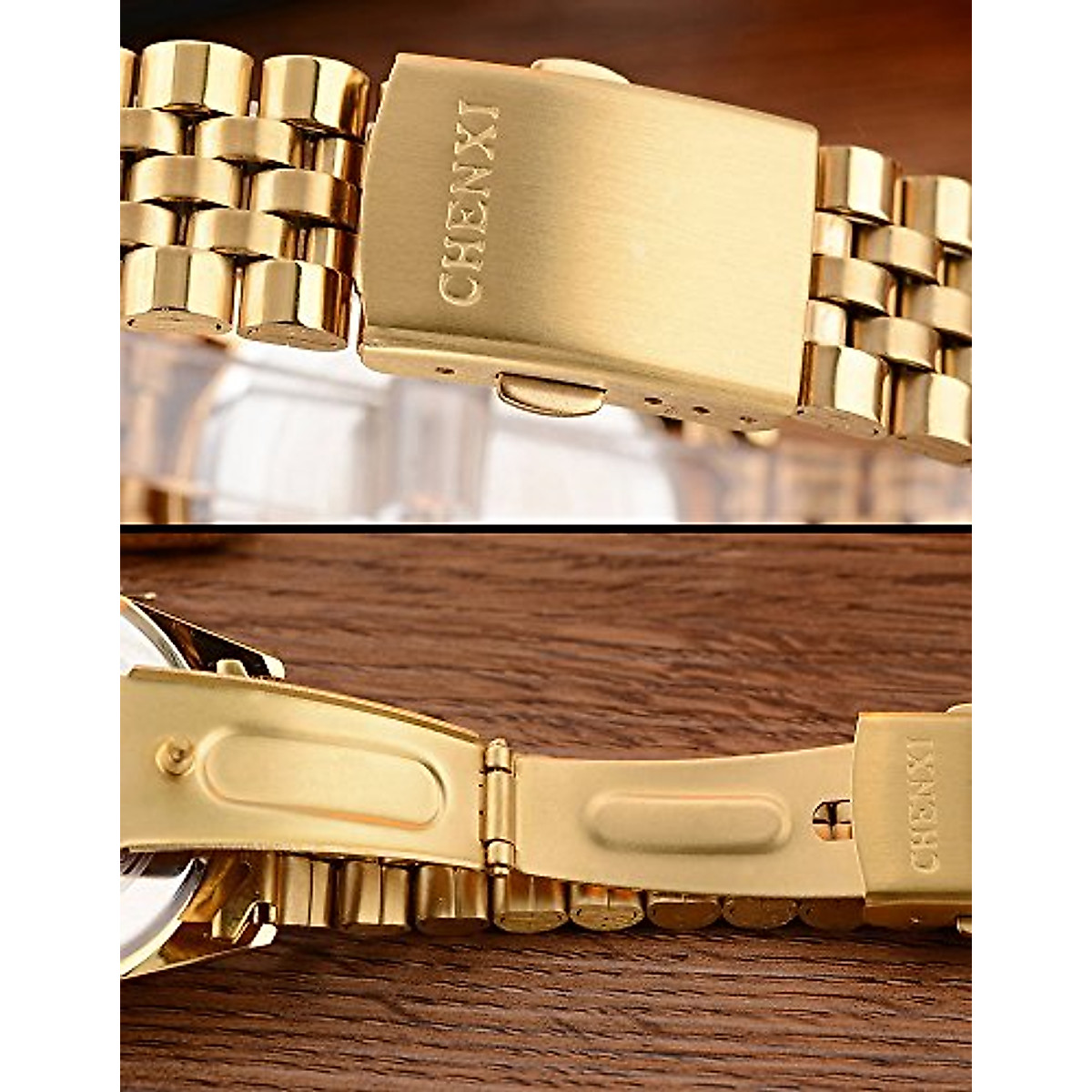 DREAMING Q&P Classic Golden Stainless Steel Unisex Luxury Quartz Wrist Watches Gold
