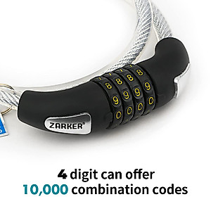 Zarker NO90 Bike Lock - 3 Feet High Security 4 Digit Resettable Combination Coiling Bike Cable Lock, 0.9m x 12mm - 1Pack(Green)