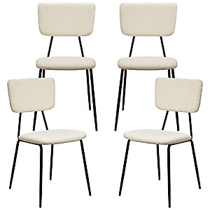 Bacyion Dining Room Chairs Set of 4 - Modern Boucle Fabric Kitchen Chairs, Dining Chairs with Metal Legs for Dining Room, Kitchen, Living Room
