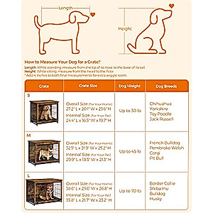 FEANDREA Dog Crate Furniture, Side End Table, Modern Kennel for Dogs Indoor up to 70 lb, Heavy-Duty Dog Cage with Multi-Purpose Removable Tray, Double-Door Dog House, Rustic Brown UPFC003X01