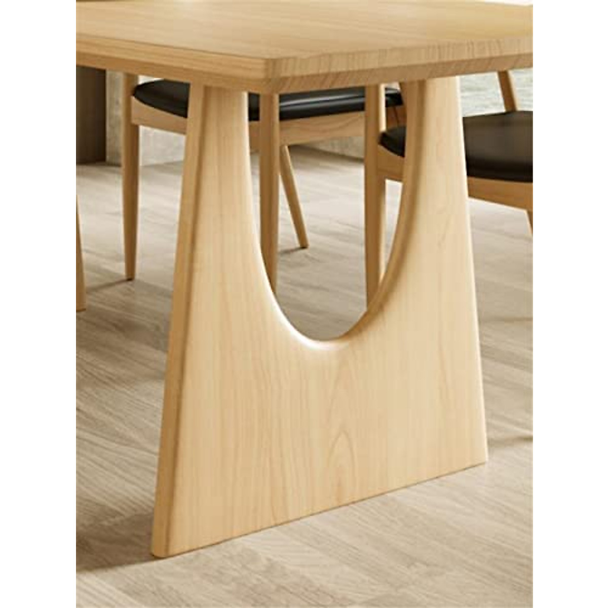 NIUYAO Solid Wood Dining Table Rectangle Modern in Nature with Double Pedestal Table Only for Dining Room Kitchen Leisure Table -71" L x 31.5" W x 29.5" H