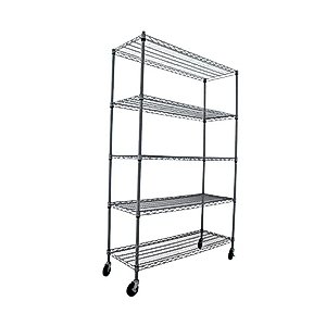 Crescent 4000 LBS 48L 18W 76H Epoxy Coated Gray, 5 Tier Racks for Storage, Heavy Duty Wire Shelving Rack with 4" Casters