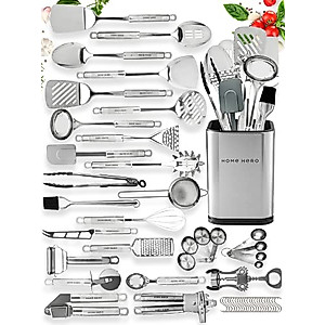 Home Hero Kitchen Utensils Set - Stainless Steel Cooking Utensils Set with Spatula - Kitchen Gadgets & Kitchen Tool Gift 54-pcs Set