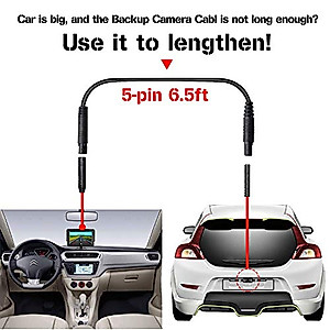 YiePhiot Extension Cord Dash Cam Backup Camera Rear View Mirror Camera Recorder Cable (5-pin 6.5ft/2m)