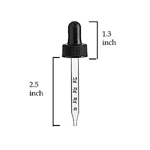 Calibrated Glass Eye Dropper Caps for 1 oz/ 30 ml Bottle fits 20-400 Neck finish (Pack of 6)