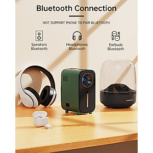 Mini Projector, HISION Bluetooth Projector 1080P Projector 4K Movie Projector Portable Home TV Projector 8500L Outdoor Video LED Projector Compatible with TV Stick Laptop Phone Tablet HDMI USB DVD H7