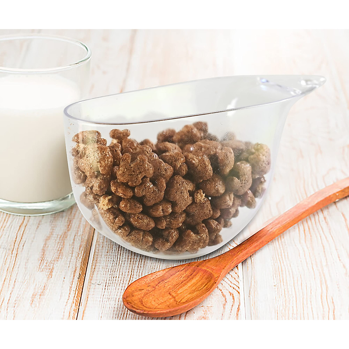 HOME-X Cereal Scoop, Plastic Scoop for Canisters and Containers of Food, Coffee, or Detergent, One-Cup Capacity, 5 1/4" L x 2" W x 2 3/4" H, Clear