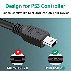 SCOVEE PS3 Controller Cord, 【2 Pack 10ft】 PS3 Charger Cable for Sony 3 / PS-3 Slim SixAxis Controller,PS3 Charging Cord,PS3 Charging Cable,PS Move DualShock 3 Remote Charge Wire
