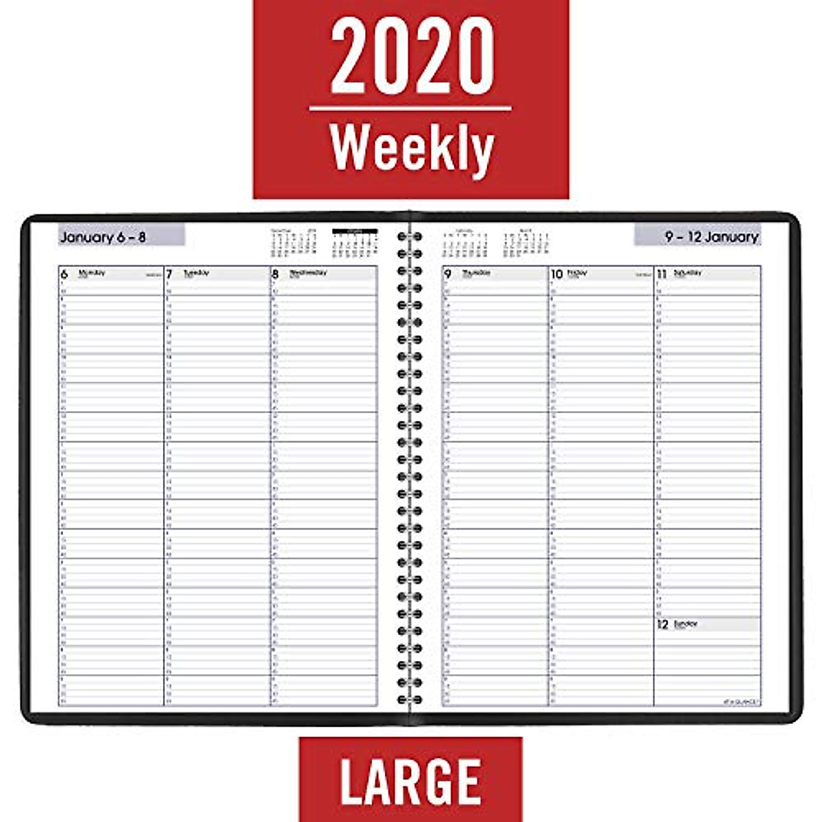 AT-A-GLANCE 2020 Weekly Appointment Book/Planner, DayMinder, 8" x 11", Large, Black (G52000)