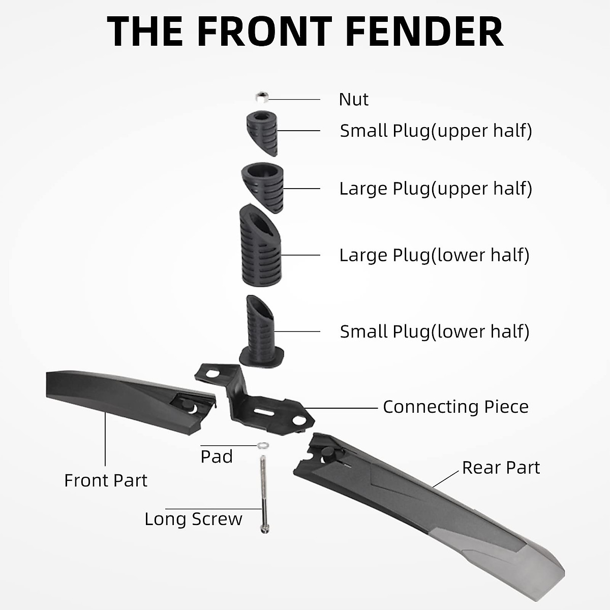 ROCKBROS Bike Fender Adjustable MTB Mudguard Front/Rear Fender Cycling Fenders Set Protector Bike Guards