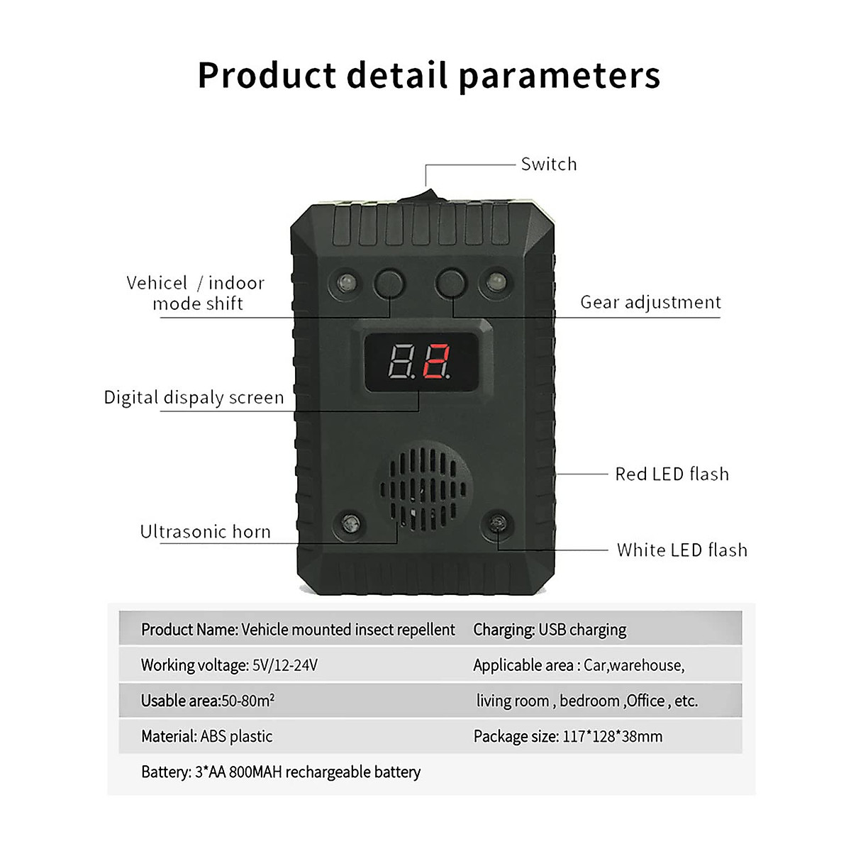 Under Hood Animal Repeller, Rodent Repellent Ultrasonic, Battery Operated, Rat Deterrent, Keep Mice Away from Car, with Ultrasounds and LED Strobe Lights, Vehicle Pest Control, Rodent Defense