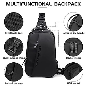 Konelia Crossbody Sling Bag Men Backpack Shoulder Bag Waterproof Chest Bag Backpack for Hiking Walking Biking Travel Cycling