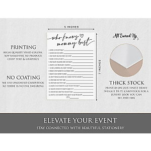 All Ewired Up Who Knows Mommy Best (50-Cards) Fun Baby Shower Game Activity, Gender Neutral Boy or Girl, Minimalist