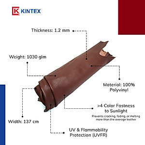 Faux Leather Upholstery Fabric - Quality Pebbled Pattern Leather for Chairs, Car Interior, Bags, & DIY Craft - 1.25 mm thk, 2 Yards of Fabric for Furniture Reupholster - Kintex, Savana