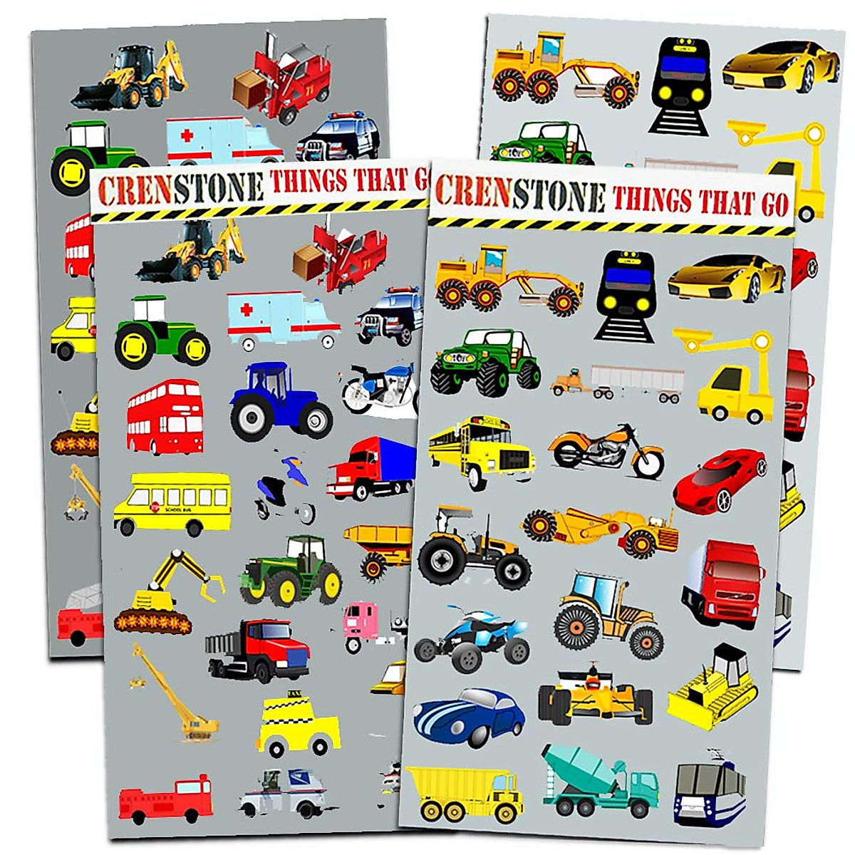 Cars and Trucks Stickers Party Supplies Pack Toddler - Over 160 Stickers for Toddler Boys and Girls (Cars, Fire Trucks, Construction, Buses & More!)