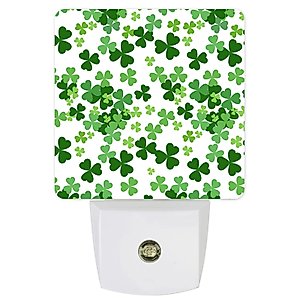 Night Lights Energy-Saving Lamps for Bedroom,St. Patrick's Day Lucky Shamrocks,Plug in Nightlights with Auto Dusk to Dawn Sensor