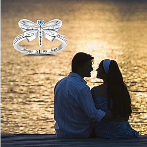 Sterling Silver Dragonfly Urn Ring Always in My Heart Women Ring Animal Memorial Keepsake Cremation Ash Jewelry for Loss of a Loved One