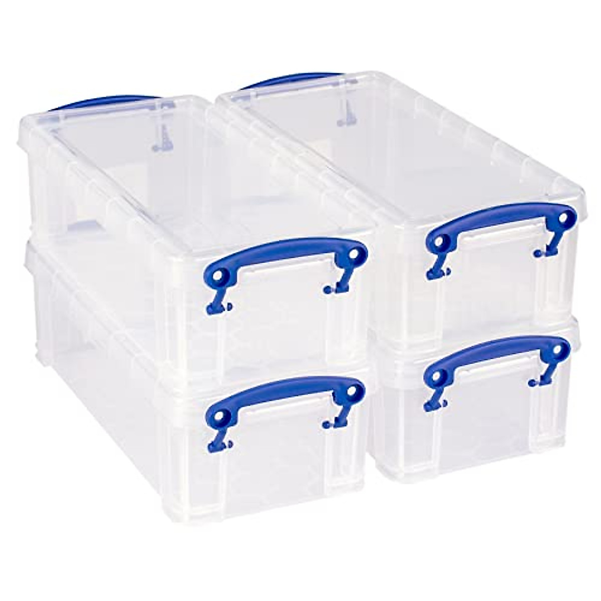 Really Useful Plastic Storage Box 0.9 Litre Clear (Pack of 4)