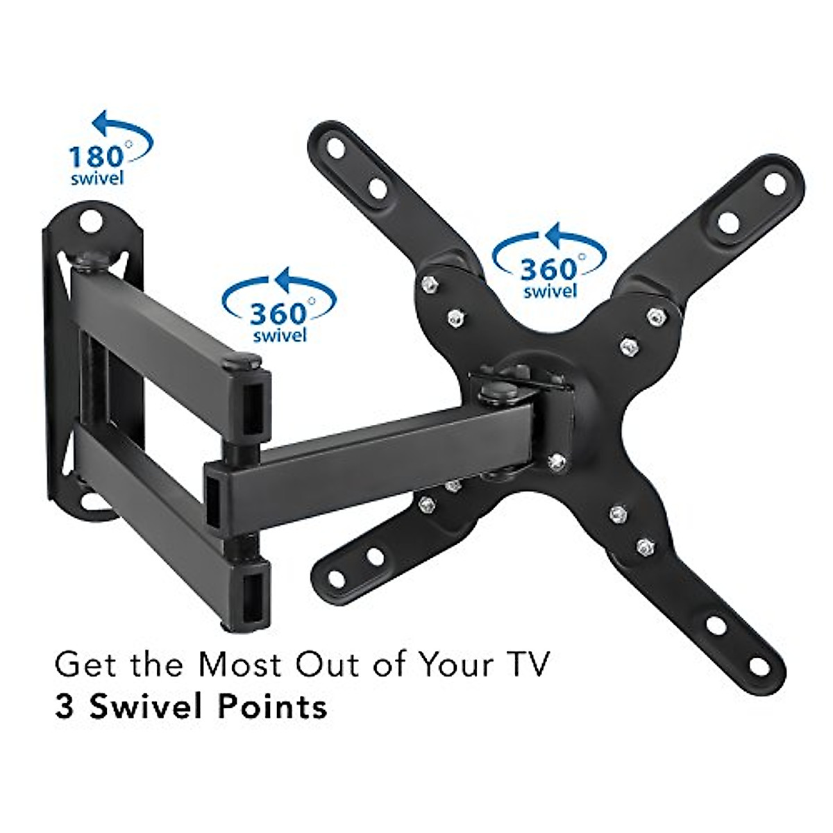 Mount-It! TV Wall Mount Monitor Bracket with Full Motion Articulating Tilt Arm, 15" Extension Arm Fits 17 19 20 22 23 24 26 27 28 29 30 32 35 37 39 42 47 LCD LED Displays up to VESA 200x200