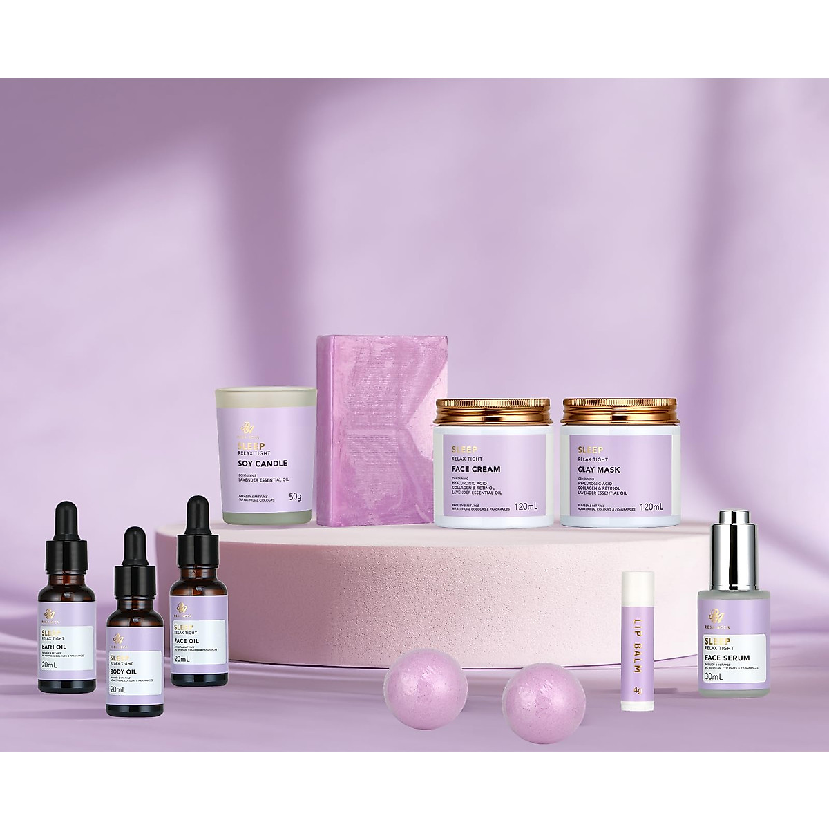 Facial Skin Care Set & Spa Kit - Mothers Day Gift Ideas, Self-care Relaxation Gifts, Skin Care Collection with Essential Oils, Hyaluronic Acid, Vitamin E. (Lavender)