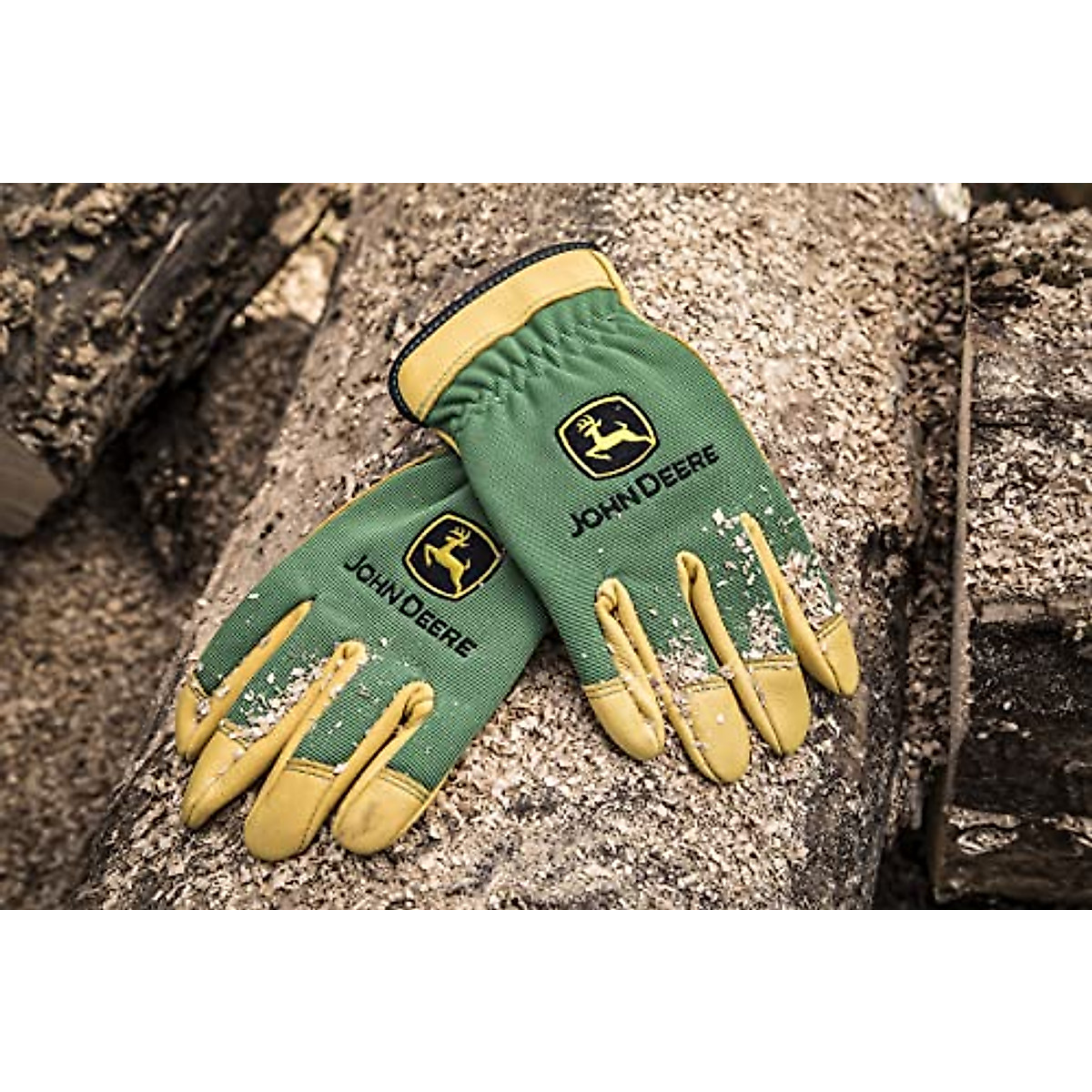 John Deere JD00008-XL Men's Top Grain Deerskin Leather Driver Gloves, Abrasion Resistant, Tan, Water Resistant, Green, X-Large