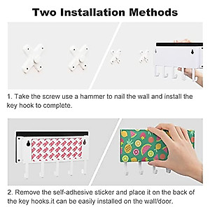 Tropical Fruits PU Leather Wall Mounted Key Hook Organizer Hanging Key Holder Decoration