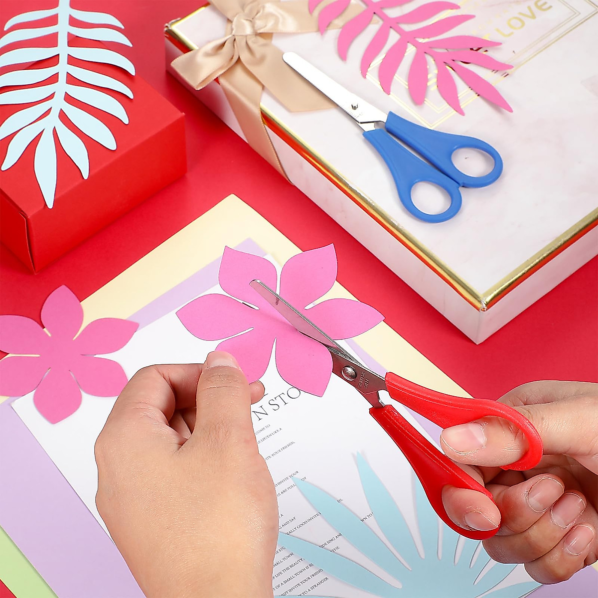 200 Pack Scissors 5 Inch Blunt Kid Scissors Tip Kids Safety Scissors Stainless Steel Paper Scissors with Comfort-Grip Handles Pack of Scissors for School and Craft Projects