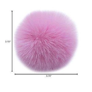 16pcs DIY Pom Pom Keychain Faux Rabbit Fur Ball Key Ring for hat Phone Tag, Handbag Charm,pink pink