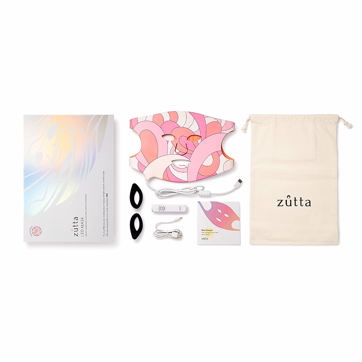 ZUTTA LED Face Mask Light Therapy 3 Color Settings LED Mask Light Therapy