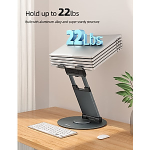 Nulaxy Telescopic 360 Rotating Laptop Stand for Desk Adjustable Height Swivel Pull Out Design Ergonomic Laptop Riser Fits All MacBook, Laptops - LS18