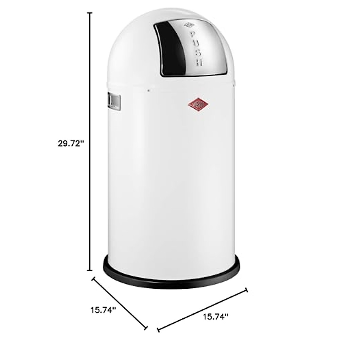 Wesco Pushboy - German Made - Push Door Trash Can, Powder Coated Steel, 13.2 Gallon / 50L , White