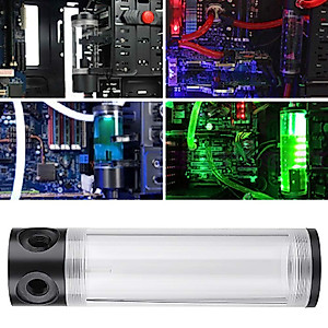 Water Cooling Reservoir, PC Water Reservoir 190mm*50mm Diameter G1/4'' POM Cylindrical CPU Water Cooler Reservoir System Heat Sink Kit Cooling Acrylic Water Reservoir for PC