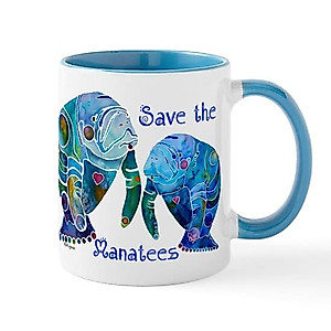 CafePress Save The Manatees In Blues Mug Ceramic Coffee Mug, Tea Cup 11 oz