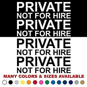 Set of 2 PRIVATE NOT FOR HIRE Tractor Truck Tow Commercial Van Pick up Semi Decal Sticker Graphic v1