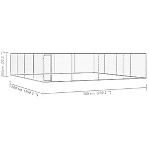 vidaXL Outdoor Dog Kennel Galvanised Steel 299.2"x299.2"x76.8"